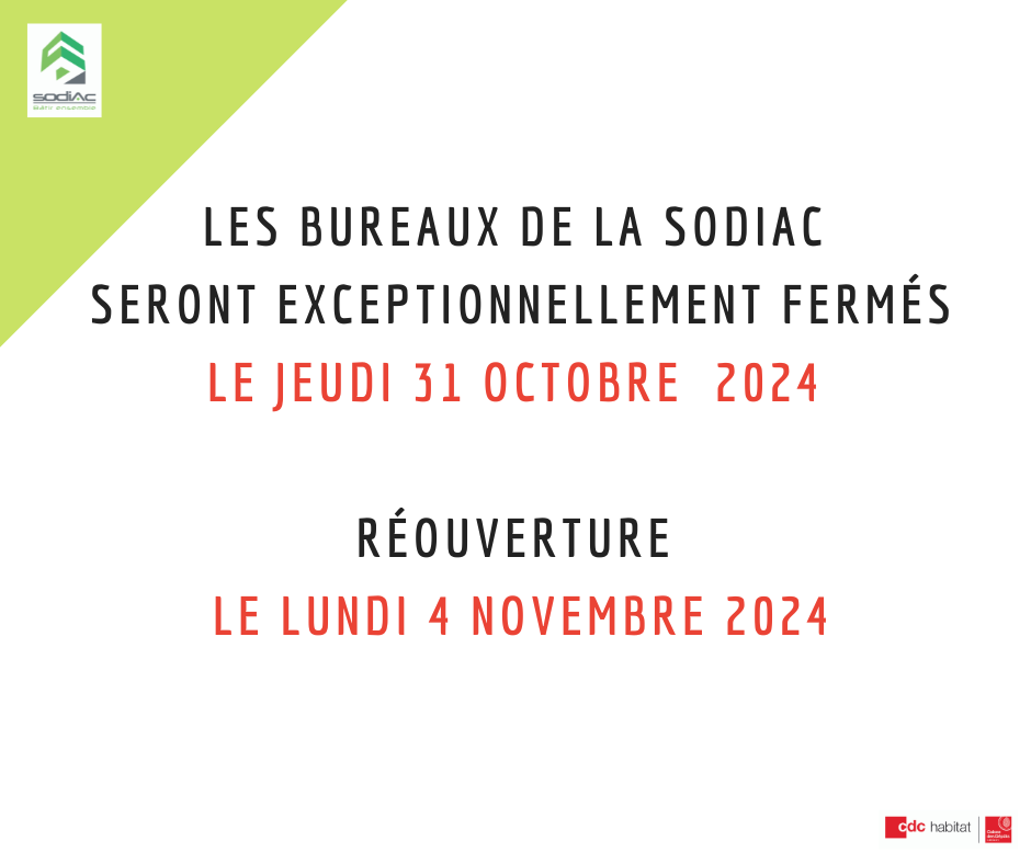 Fermeture le 31 octobre 2024 - SODIAC